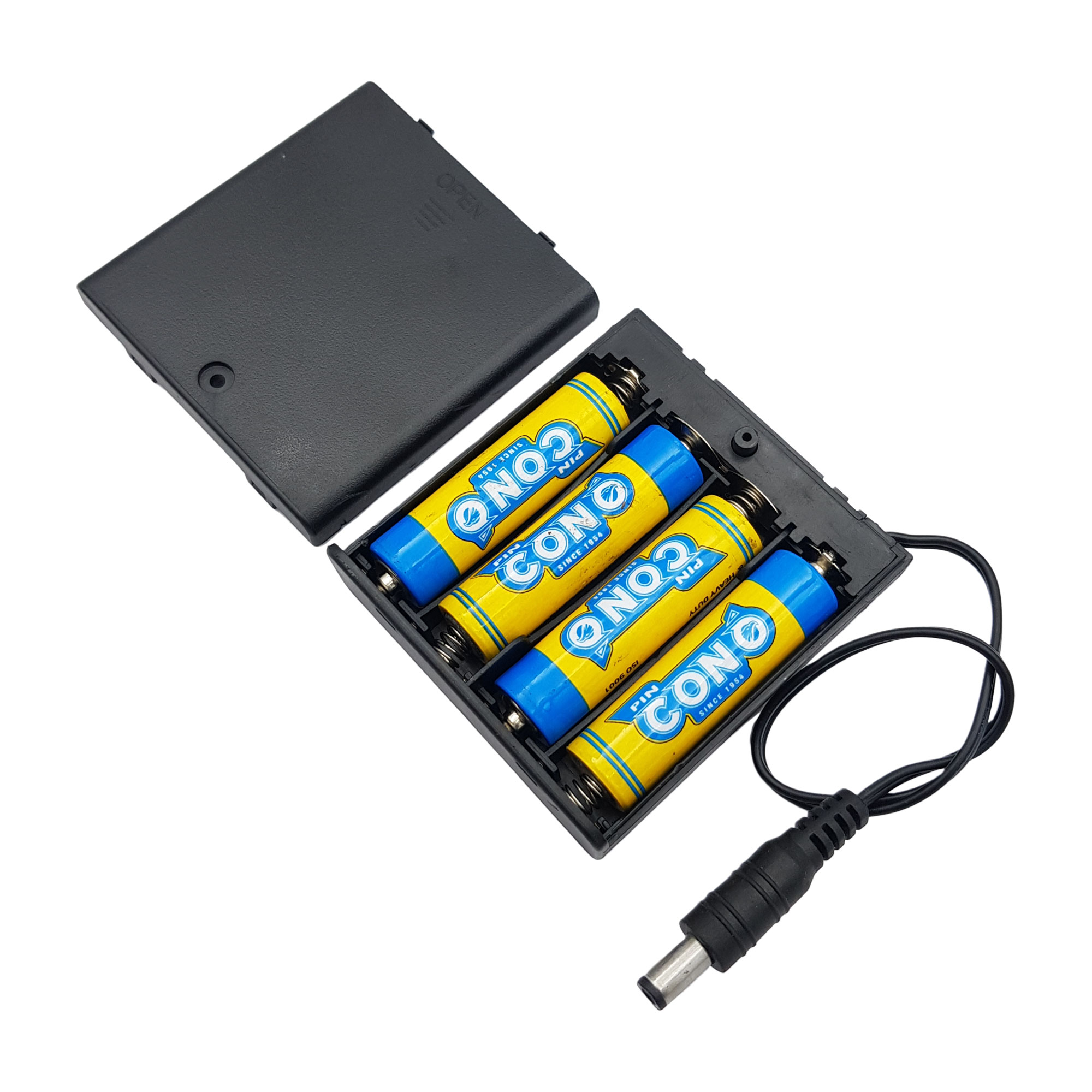 Hộp đế 4 pin AA có nắp và công tắc - Nshop