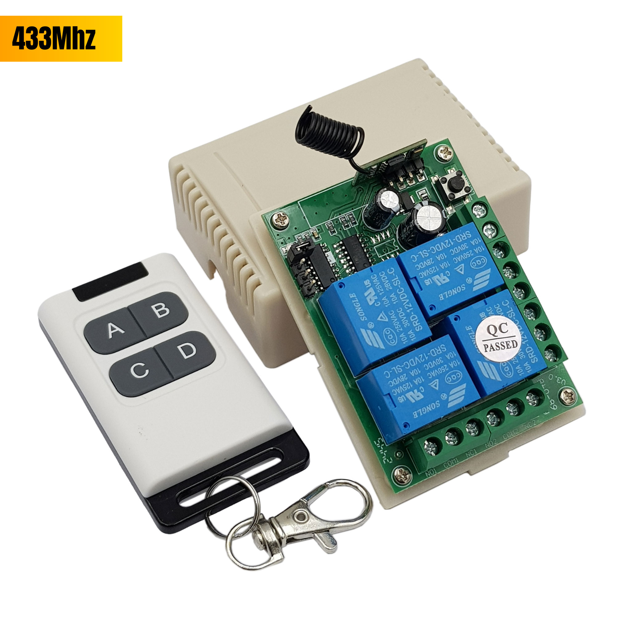 Bộ điều khiển RF 433Mhz 12VDC 4 kênh kèm remote - Nshop