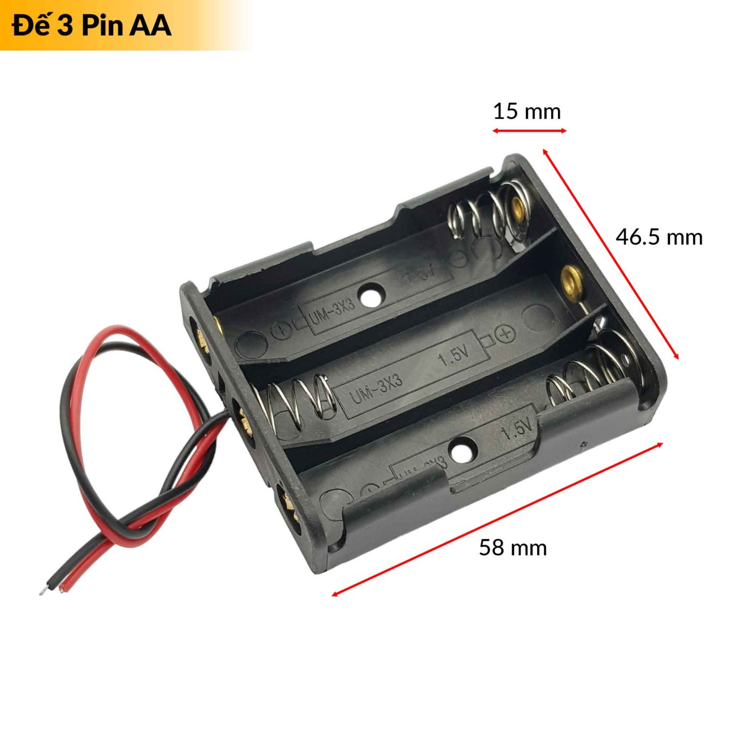 Hộp đế pin AA không nắp, đầu ra nối tiếp 2 Pin - Nshop