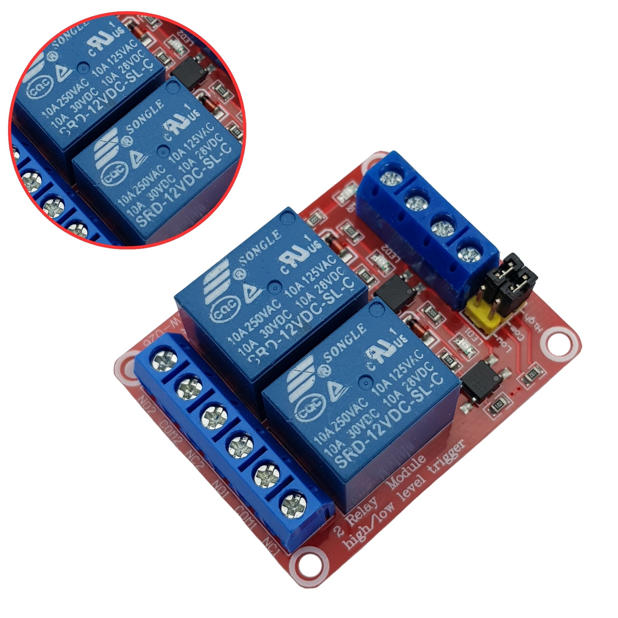 Module 2 Relay Với Opto Cách Ly Kích H/L (12VDC) - Nshop