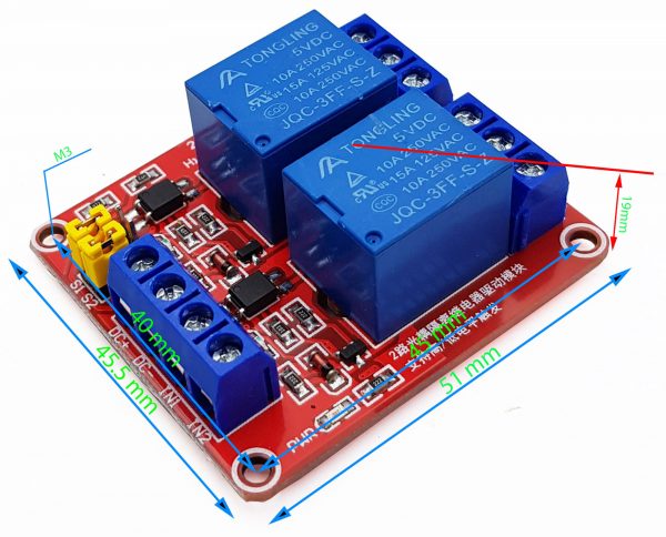 Module 2 Relay Với Opto Cách Ly Kích H/L (5VDC) - Nshop