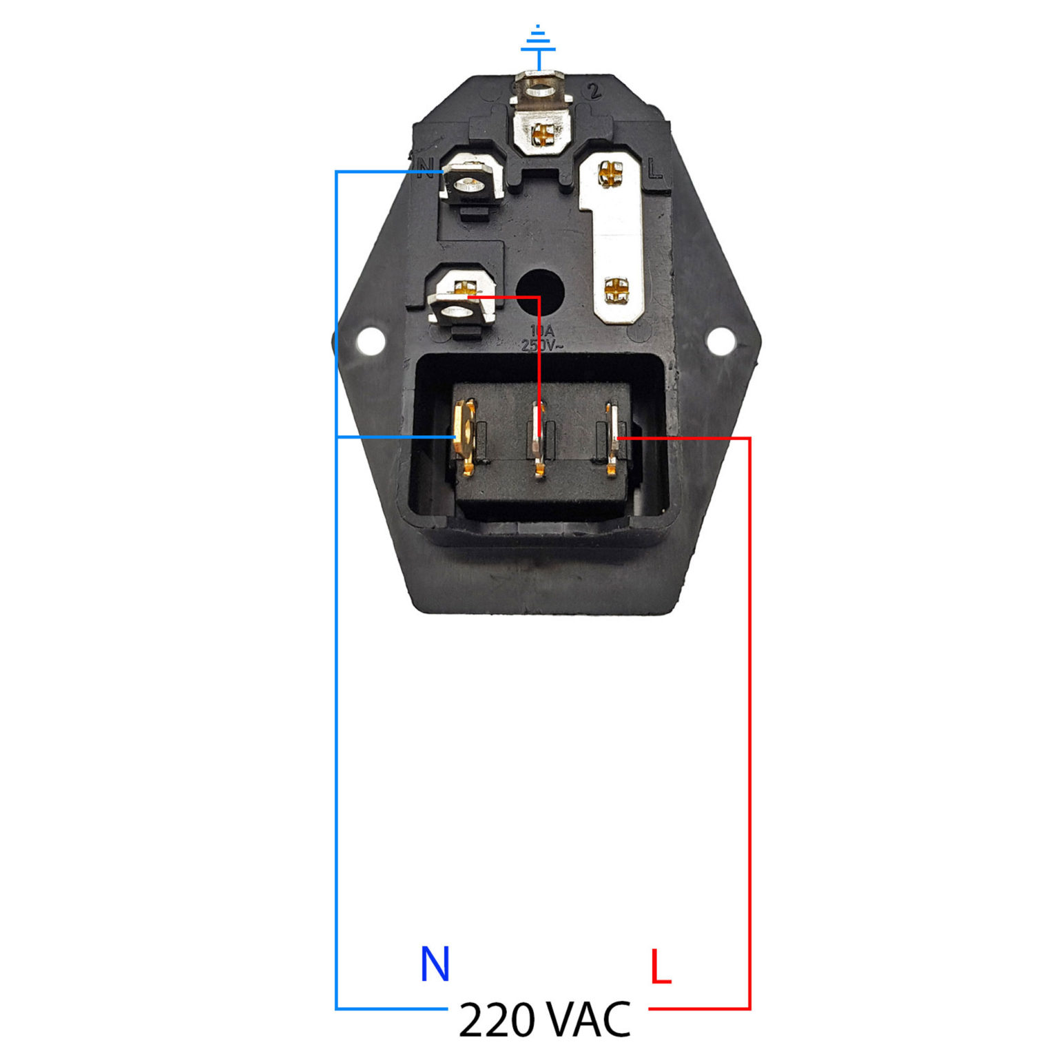 Ổ cắm dây nguồn AC-01A 250V-10A tích hợp công tắc - Nshop