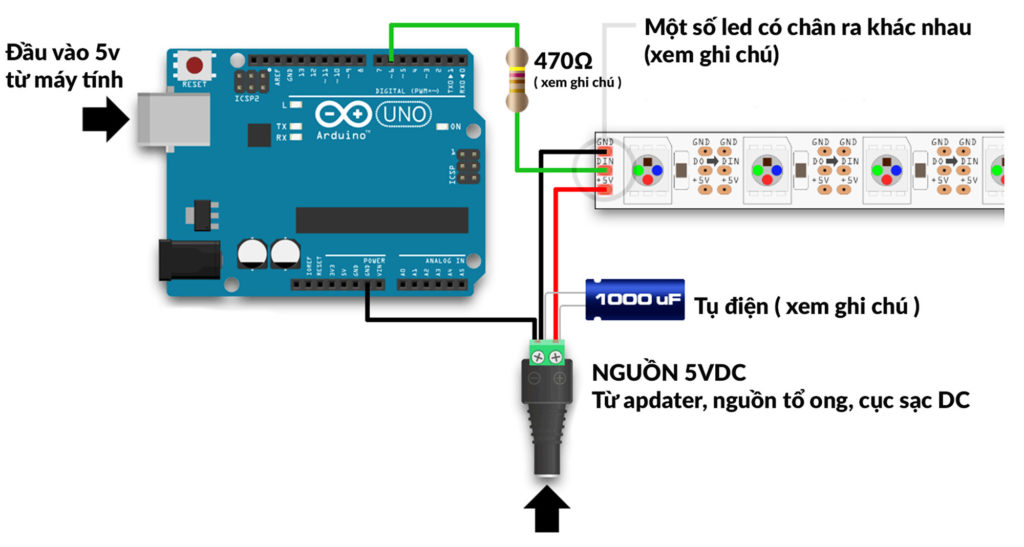 Mạch NeoPixel 8 RGB LED WS2812 thanh thẳng - Điện Tử Rlab