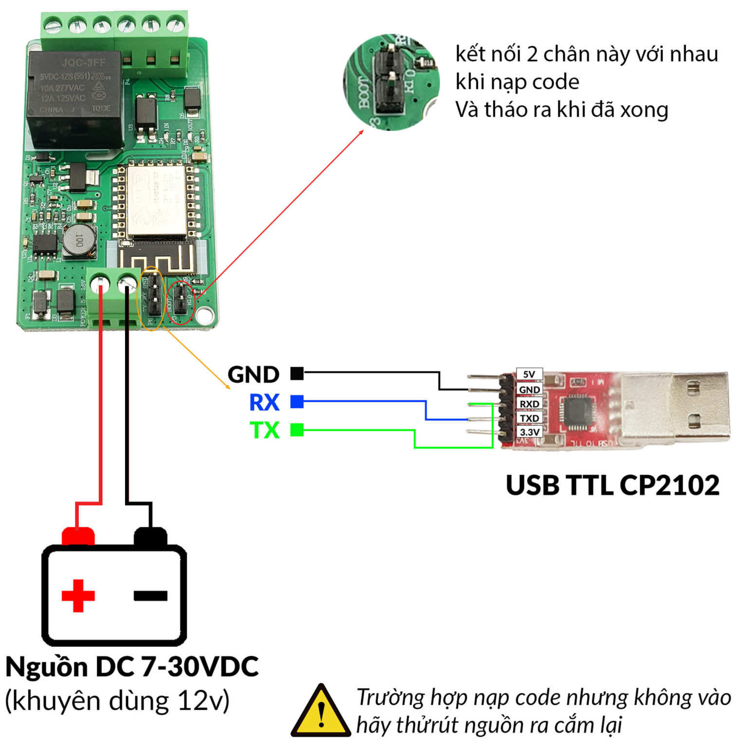 Mạch điều khiển wifi relay ESP8266 V12 - Nshop