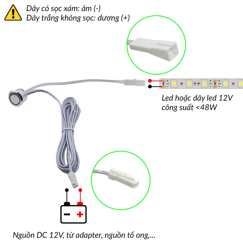 Công tắc cảm ứng đèn LED 12VDC LP-9026 - Nshop