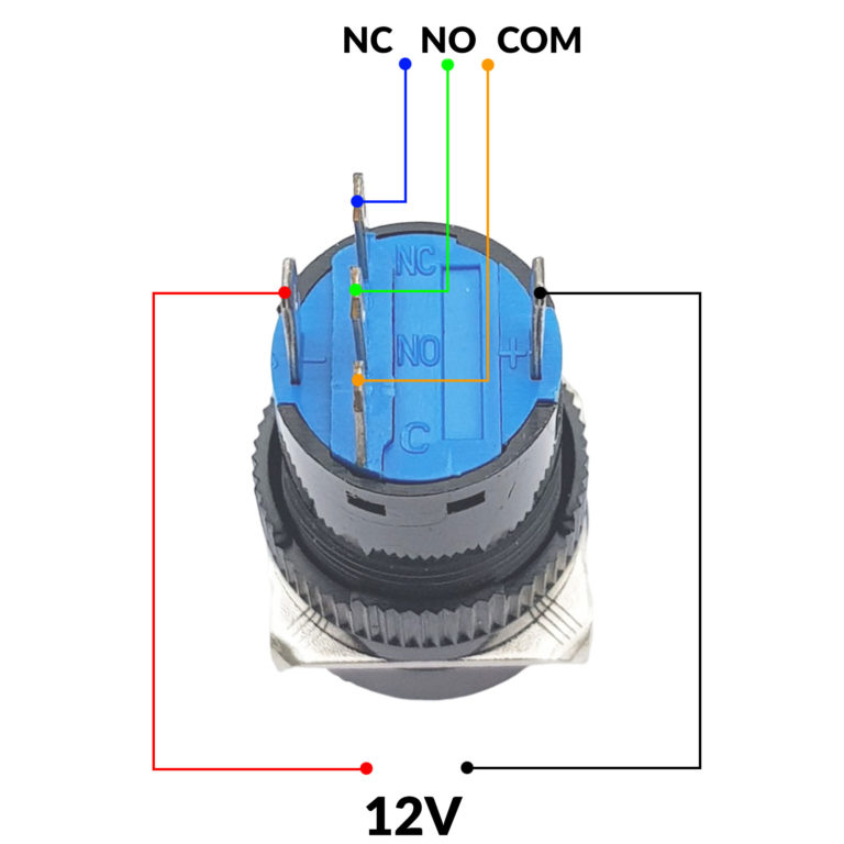 Nút nhấn nhả có đèn AL6-M 12V màu Xanh Lá - Nshop