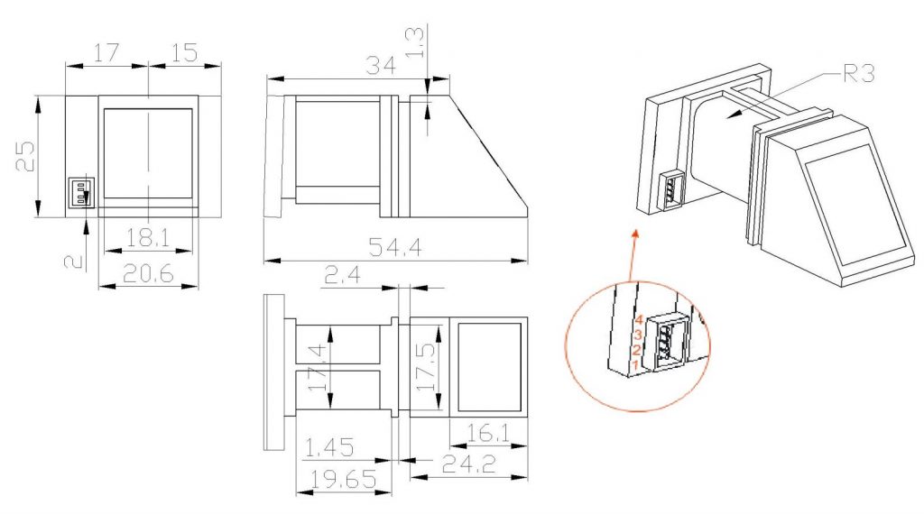 Cảm biến nhận dạng vân tay R305 - Nshop