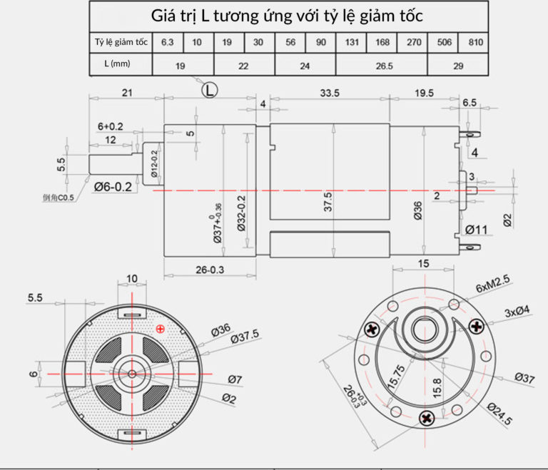 Động cơ giảm tốc JGB37-555 tốc độ 56 rpm - Nshop