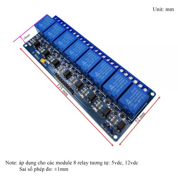 Module 8 Relay Với Opto Cách Ly 12VDC 10A - Nshop
