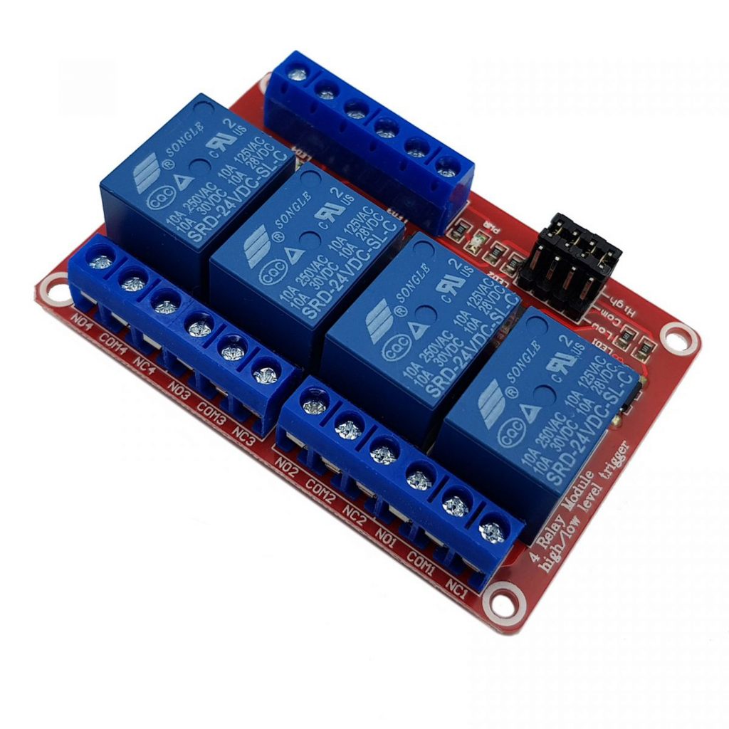 Module 4 Relay với Opto cách ly Kích H/L 24VDC 10A - Nshop