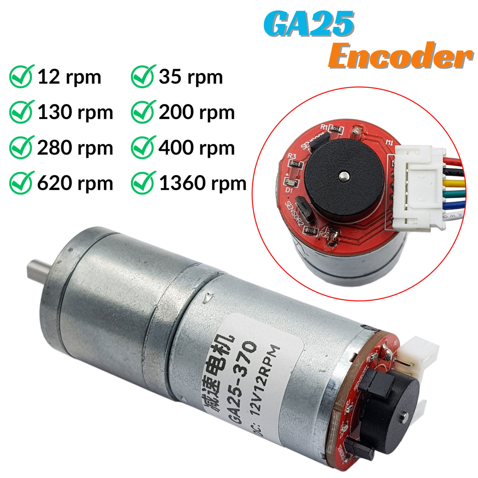 Động cơ DC giảm tốc GA25 Encoder - Nshop
