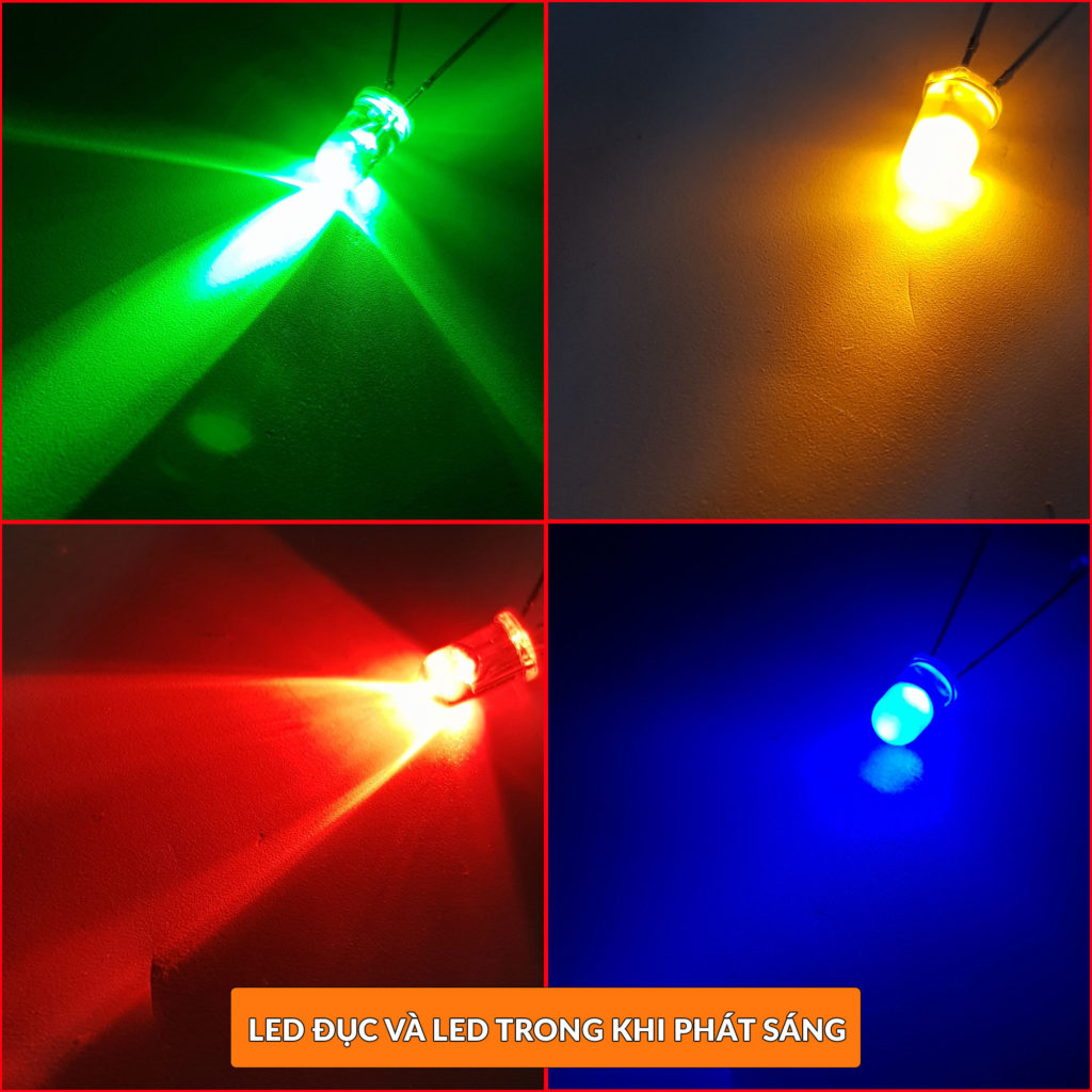 Led đục 5mm xanh lá, xanh dương, đỏ, trắng, vàng (10 con) Xanh lá - Nshop