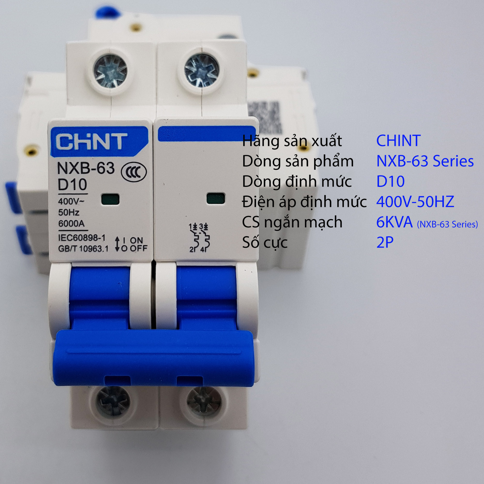 MCB 2P 20A và MCB 2P 40A MCB CHINT NXB-63 D20 D40 6kA - Nshop