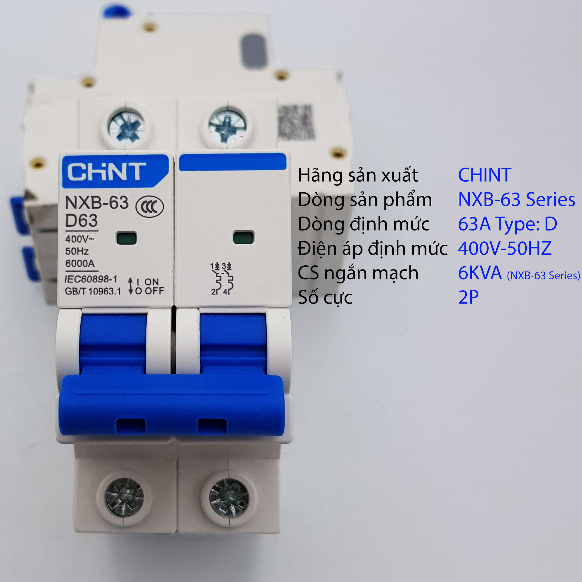 MCB 2P 20A và MCB 2P 40A MCB CHINT NXB-63 D20 D40 6kA - Nshop