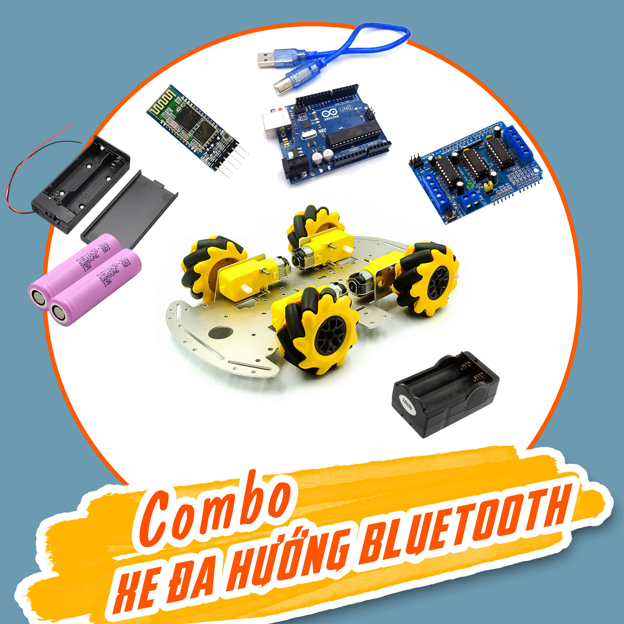 Combo xe đa hướng Arduino - Điều khiển bluetooth - Nshop