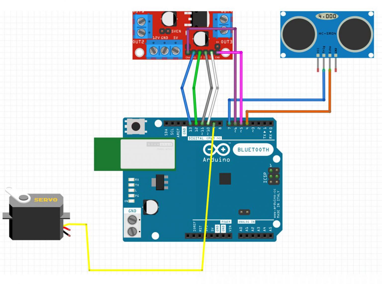 Combo tự làm xe 3 bánh tránh vật cản Arduino - Nshop