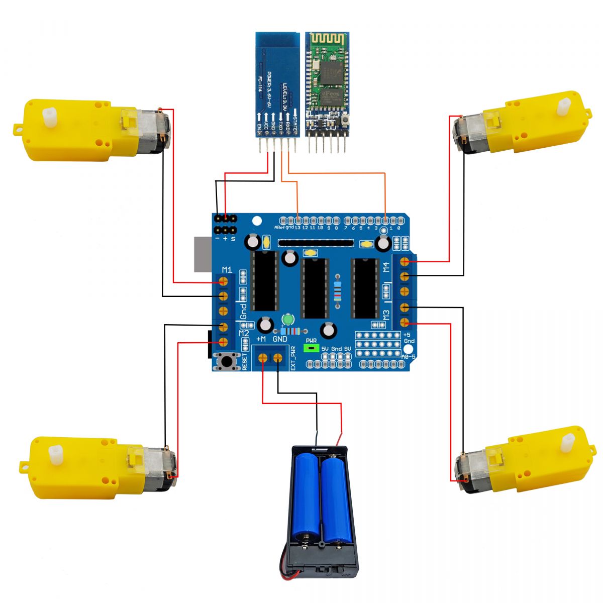 Combo xe đa hướng Arduino - Điều khiển bluetooth - Nshop