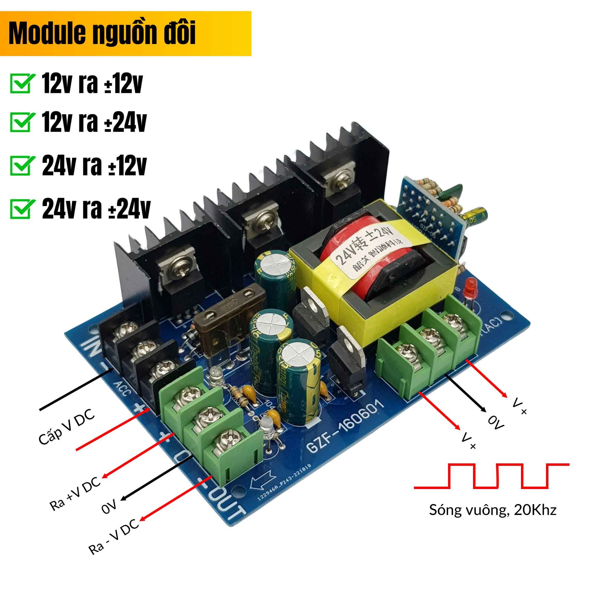 Module nguồn đôi chuyển đổi 24V ra ±24V - Nshop