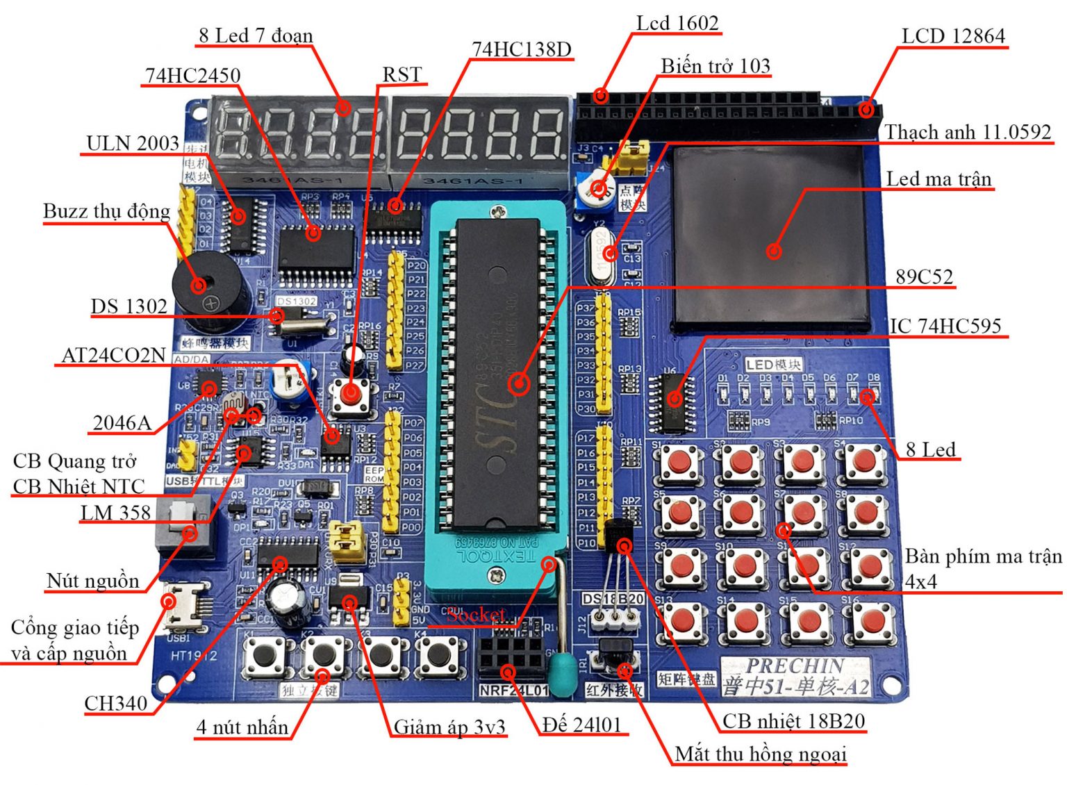 Kit học tập phát triển 8051 đa chức năng - Nshop