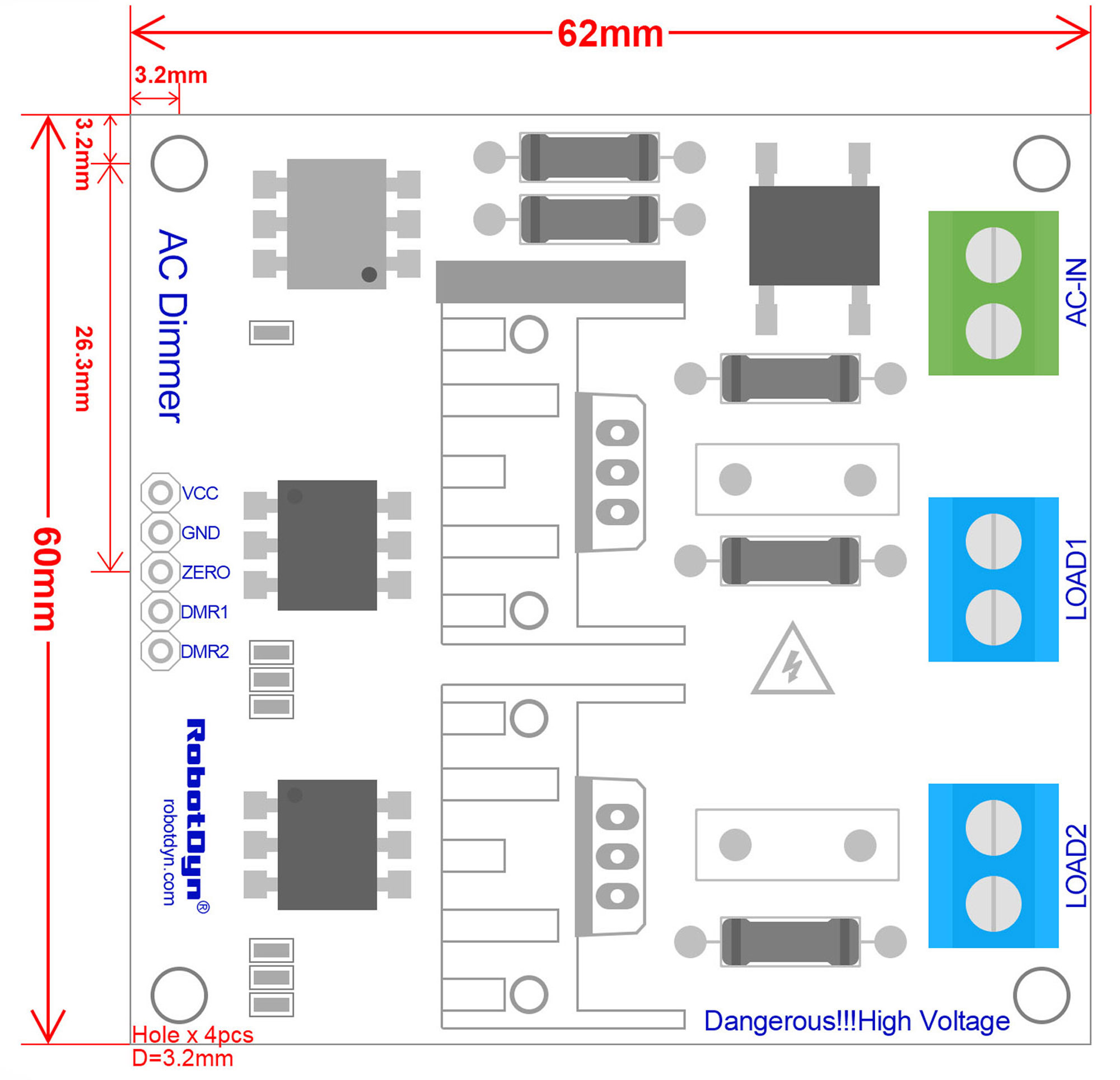 Module dimmer AC 8A 2 kênh - Nshop