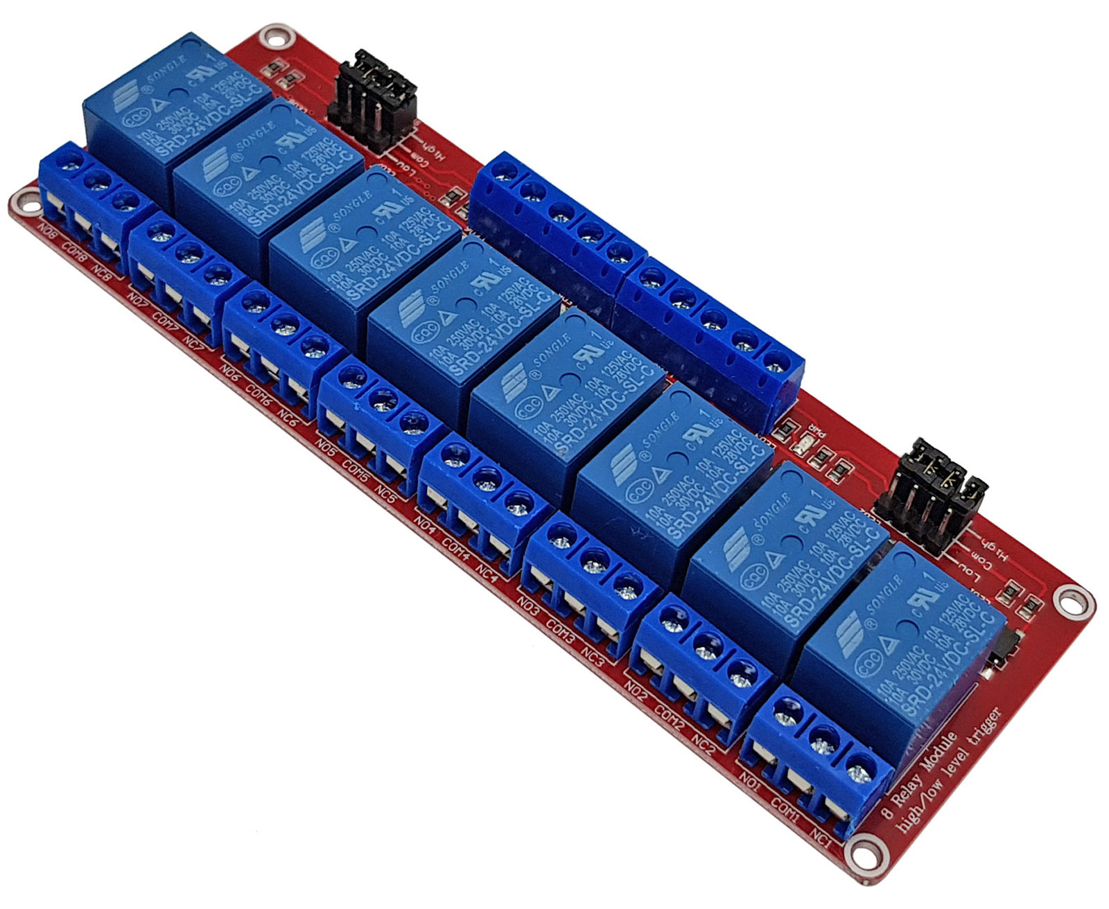 Module relay với opto cách ly kích H/L 24VDC 10A 8 Relay - Nshop