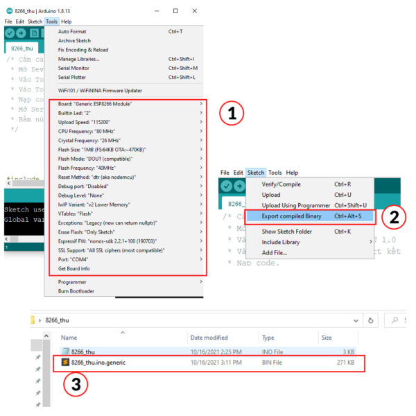 Hướng dẫn nạp Firmware cho ESP-01, ESP01S, nạp firmware cho esp8266 ...