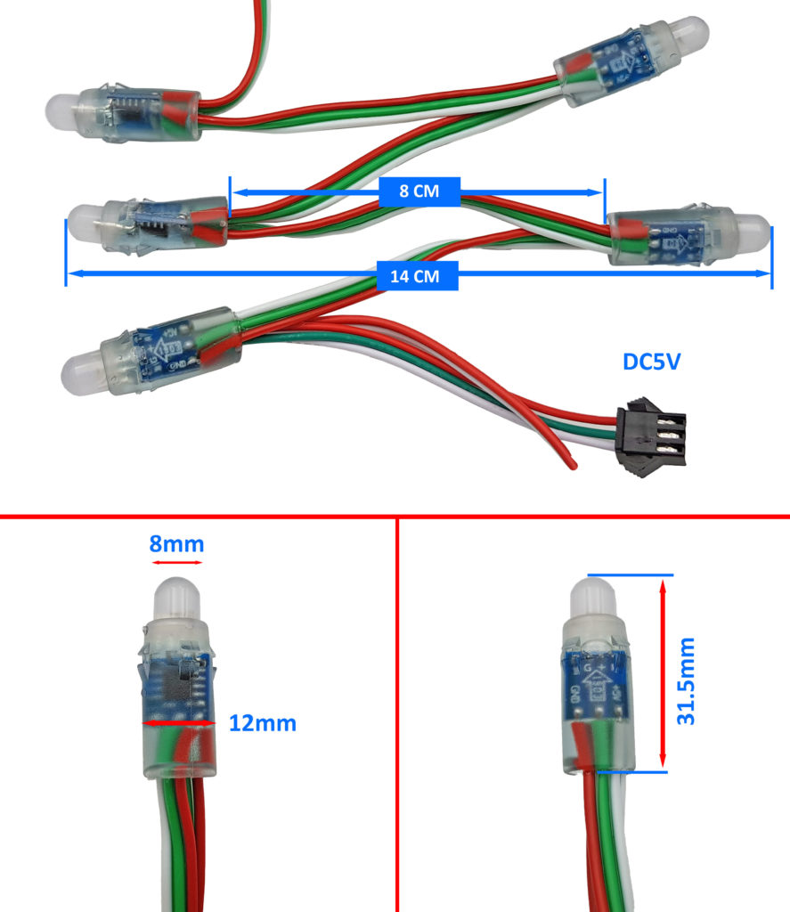 Dây led 50 bóng full color 1903 5VDC - Nshop