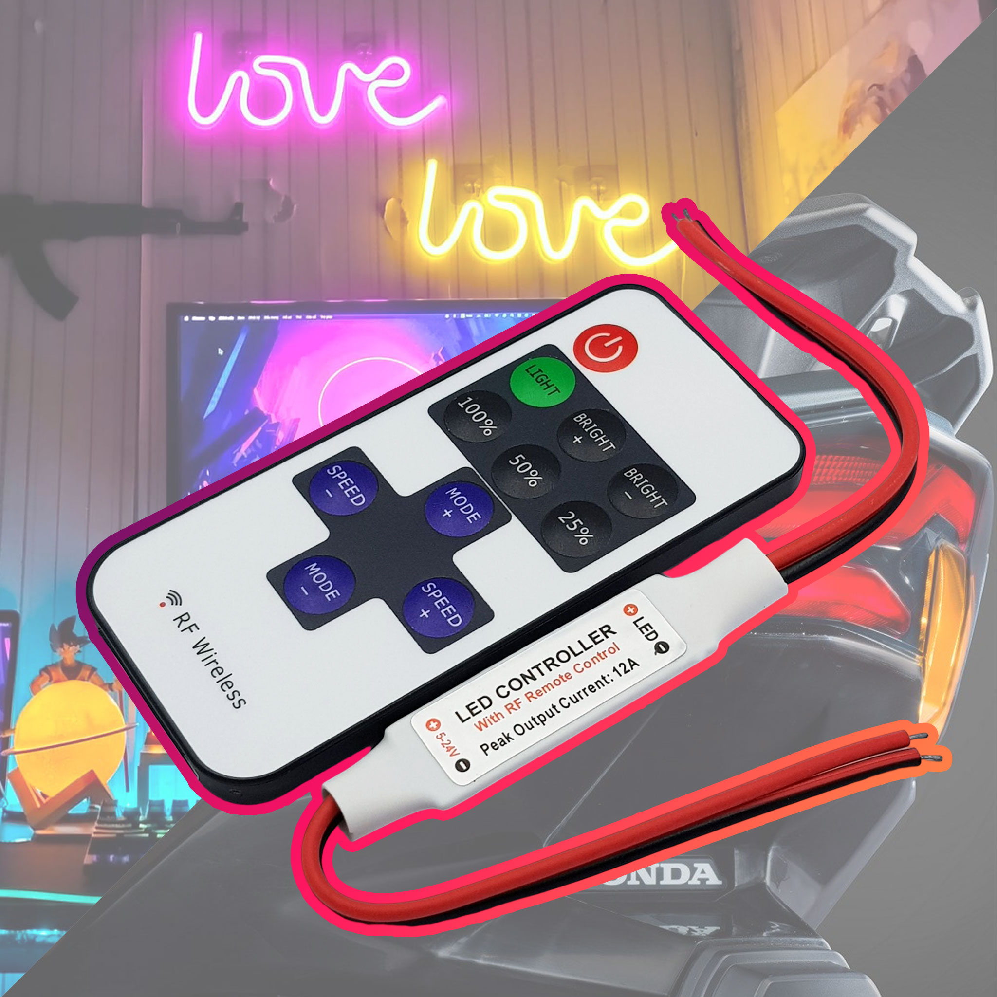 Bộ điều khiển led đơn sắc RF 11 Key 5-24VDC - Nshop