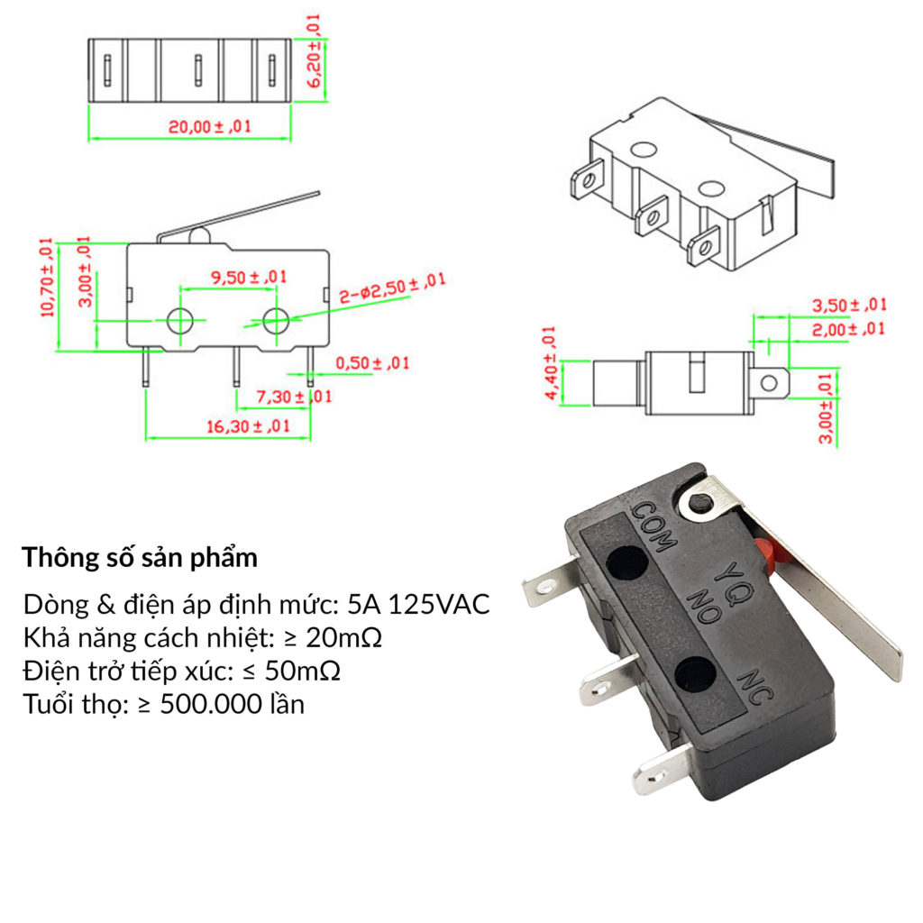Công tắc hành trình công tắc chuột Micro Switch - Nshop