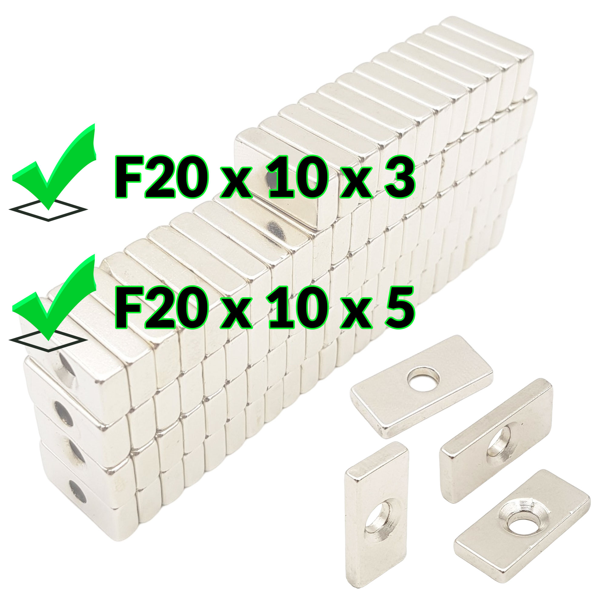 Nam châm đất hiếm chữ nhật có lỗ F20x10x3 (1 viên) - Nshop