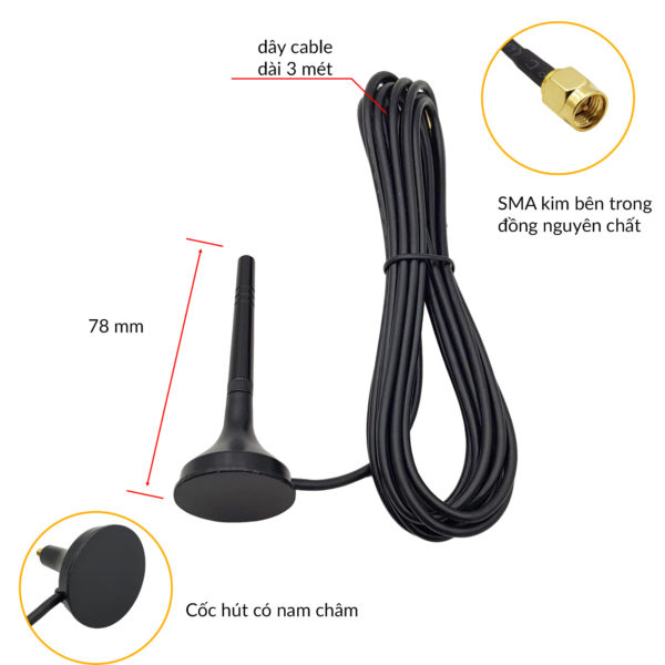 Anten cốc hút đa hướng 15dBi băng tần 600-6000Mhz hỗ trợ 5G 4G 3G 2G ...