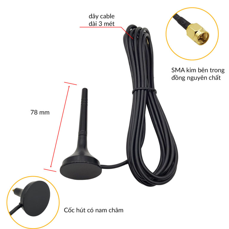 Anten cốc hút đa hướng 15dBi băng tần 600-6000Mhz hỗ trợ 5G 4G 3G 2G ...