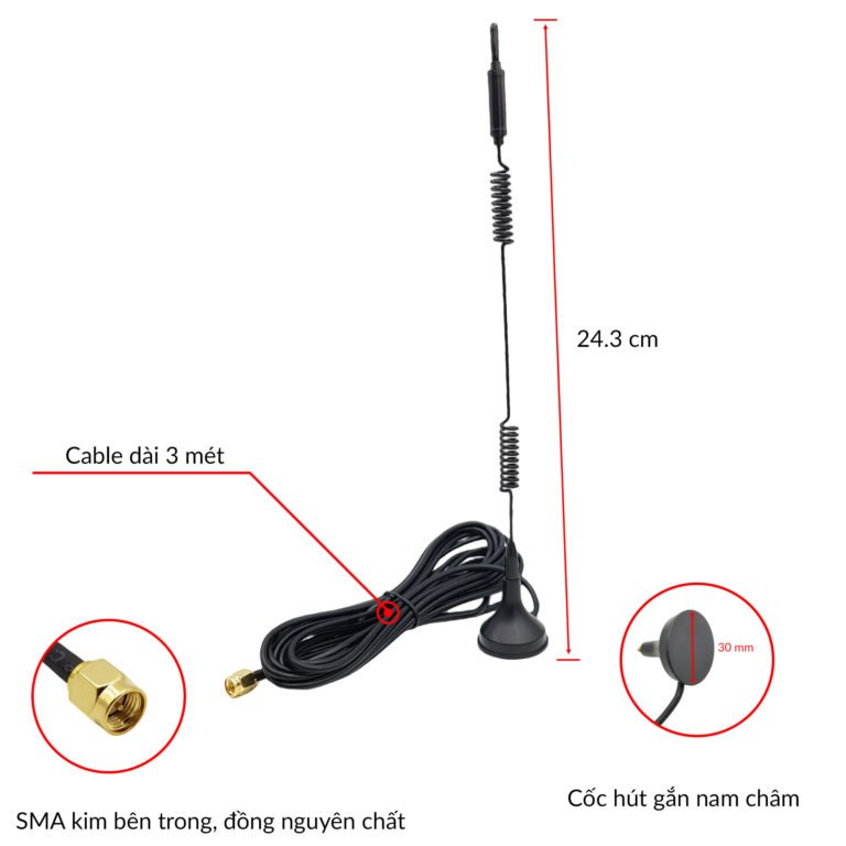 Anten cốc hút đa hướng 18dBi băng tần 600-6000Mhz hỗ trợ 5G 4G 3G 2G ...