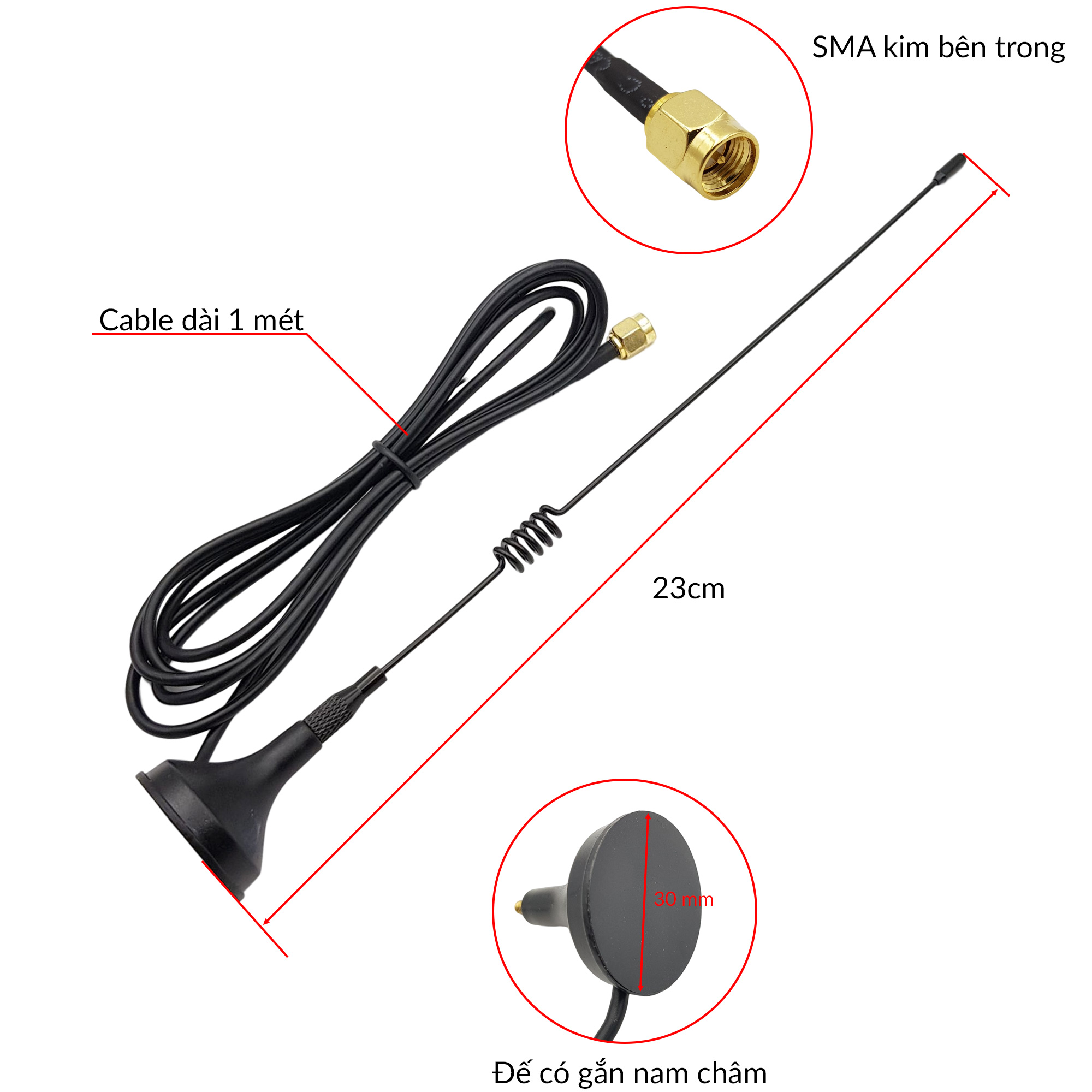 Anten RF 315Mhz 5dBi, anten cốc hút đầu ra SMA - Nshop