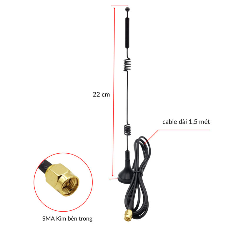 Anten WiFi băng tần kép 2.4G 5G, anten cốc hút 5.8Ghz 12dBi SMA - Nshop