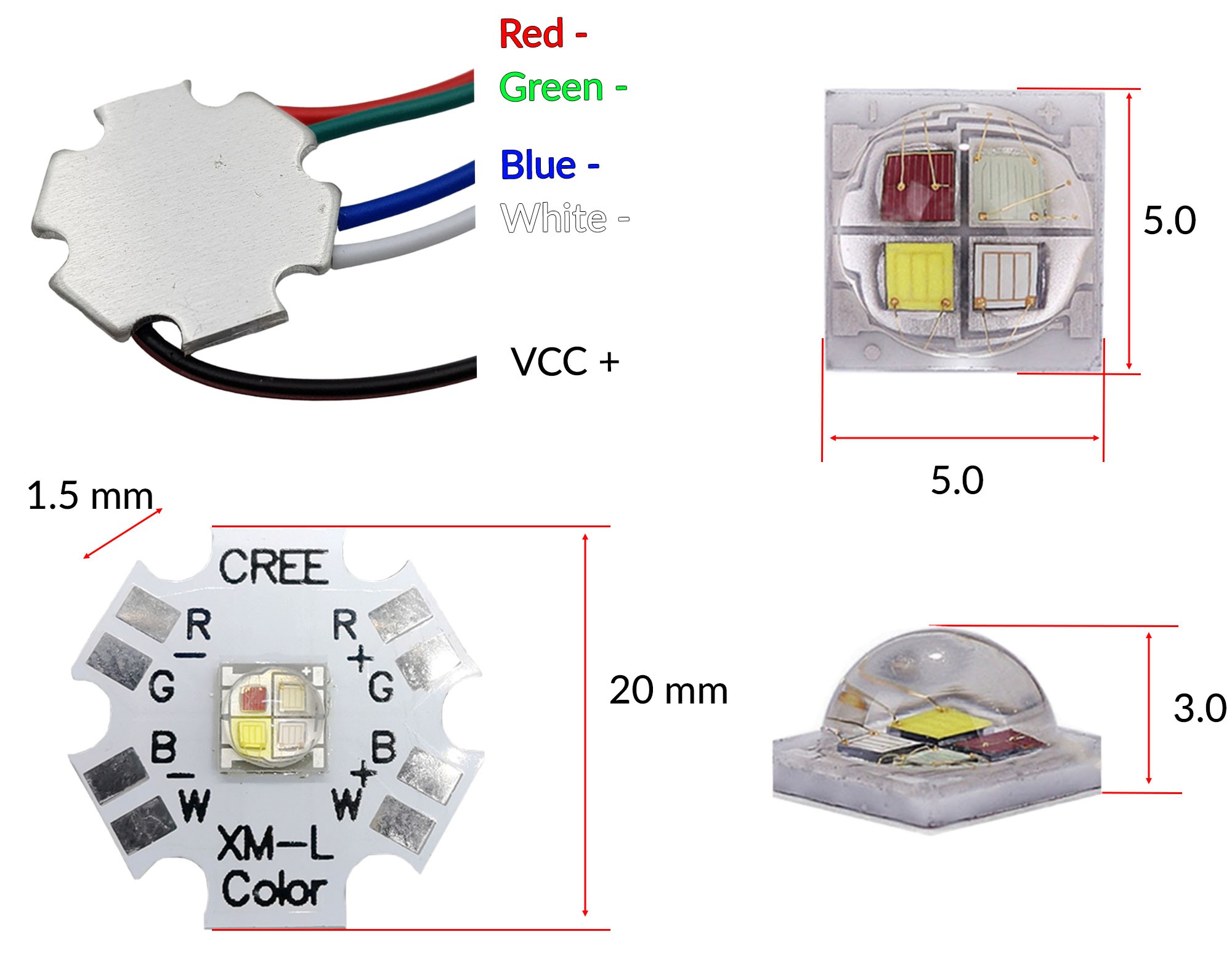 Led RGBW siêu sáng 10W Kerui CREE đã ra chân - Nshop