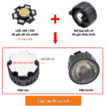 Bộ thấu kính Chóa đèn Led 5W 3W 1W với khung bắt vít - Nshop