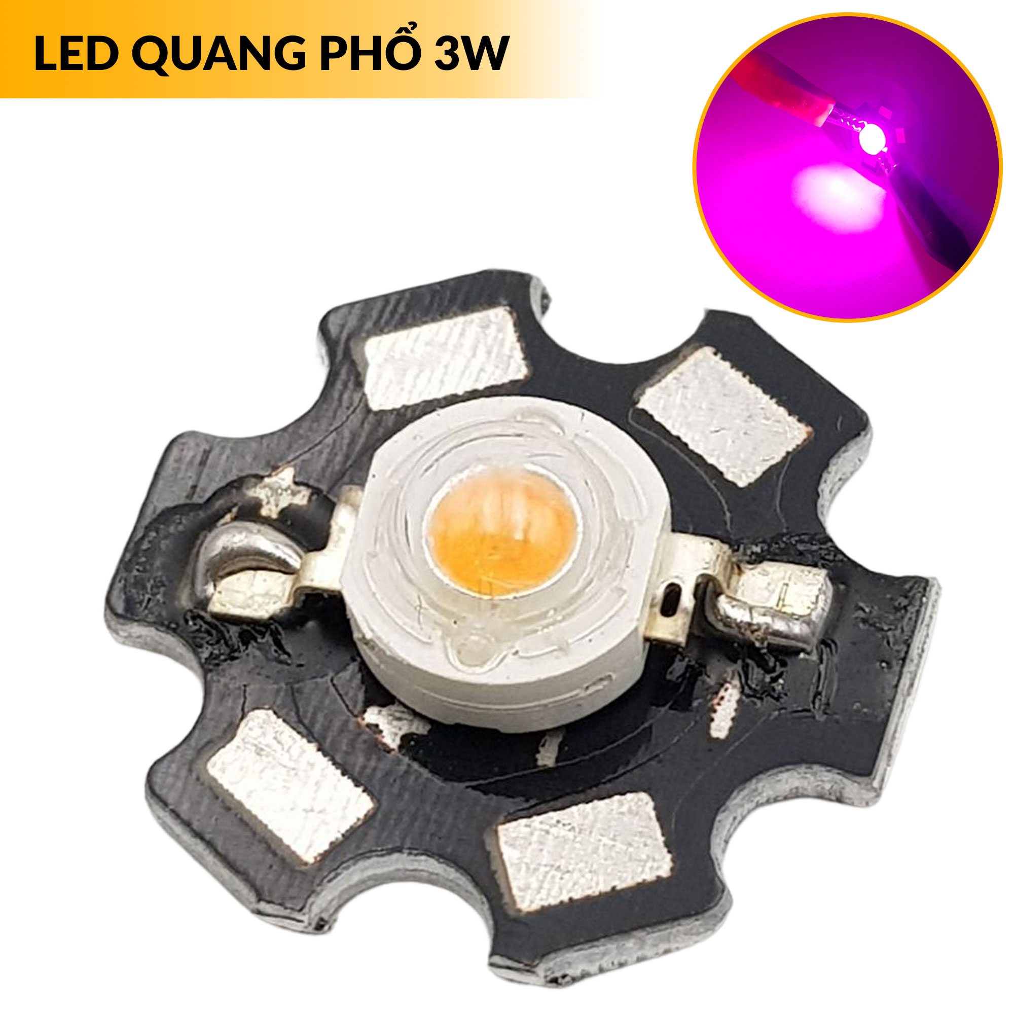 Led quang phổ 3W kèm đế 20mm, đèn led trồng cây quang phổ - Nshop