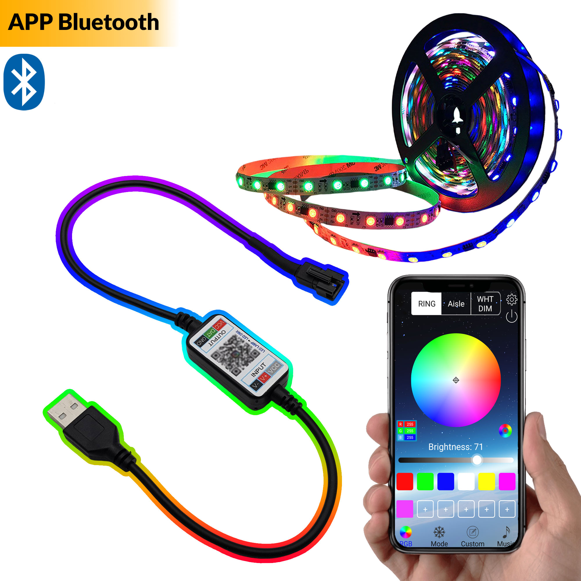 Mạch điều khiển Led WS2812B Bluetooth full màu nháy theo nhạc Đầu vào ...