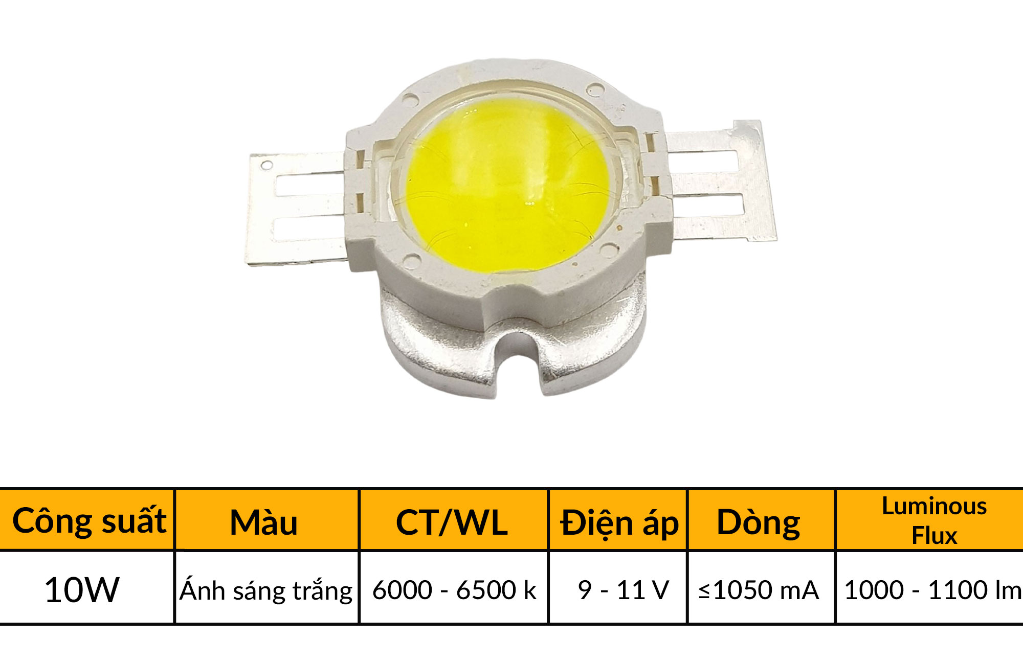 Chip Led 10W ánh sáng trắng 6000 - 6500K 60 độ - Nshop