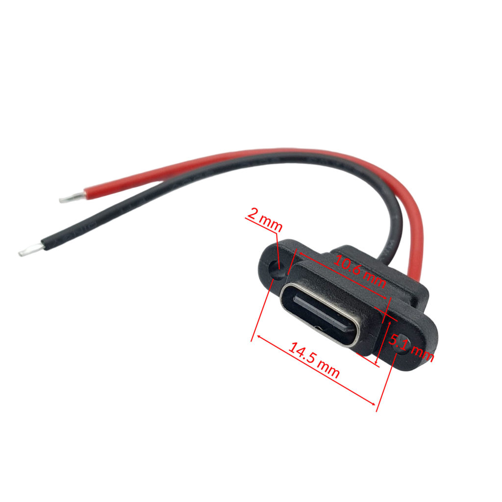 Jack nguồn Type C 2P có tai - Nshop