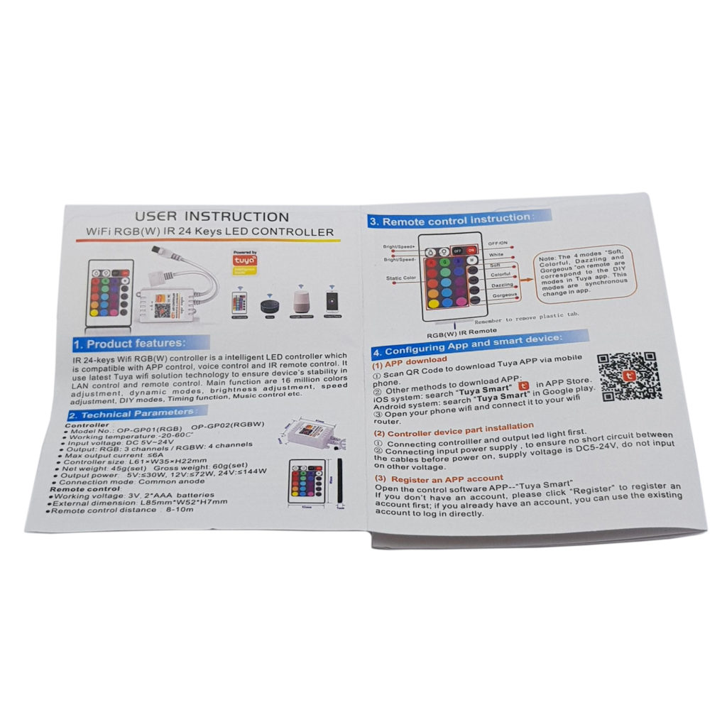 Bộ điều khiển Led RGB WiFi APP Tuya, IR 24 kênh 5-24VDC - Nshop