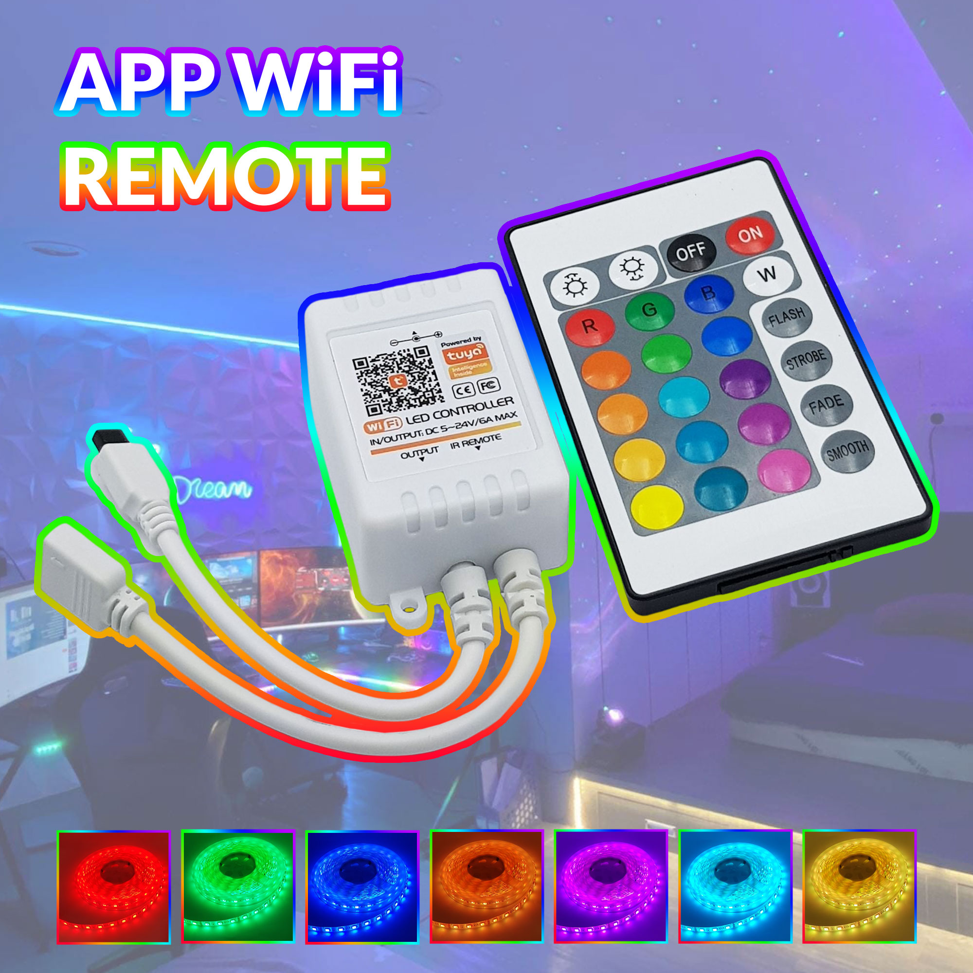 Bộ điều khiển Led RGB WiFi APP Tuya, IR 24 kênh 5-24VDC - Nshop