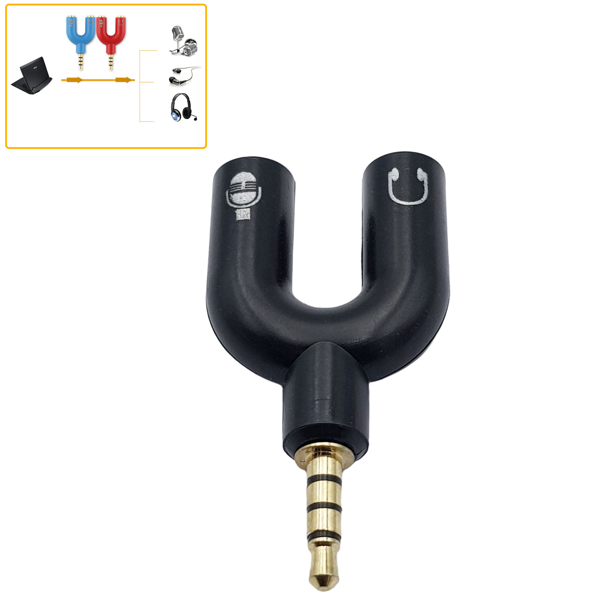 Đầu chia 2 cổng jack 3.5mm 4 nấc ra Loa và Mic - Nshop