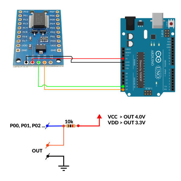 Mạch mở rộng I2C to 16 cổng IO PCF8575 - Nshop