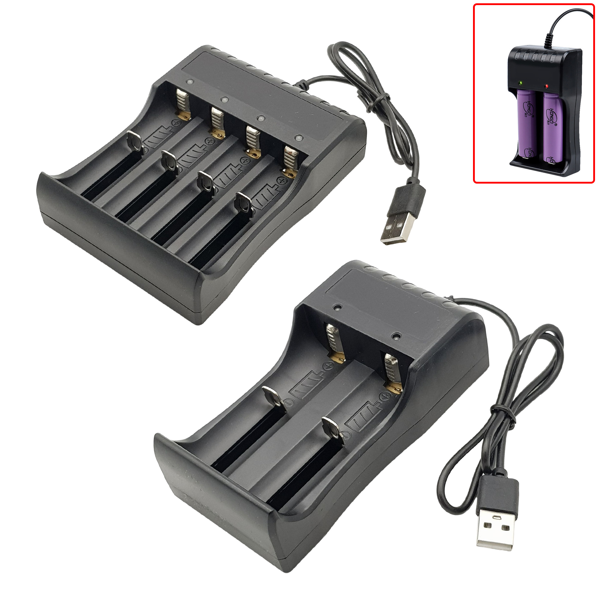 Bộ sạc Pin 18650 USB Sạc 2 pin - Nshop