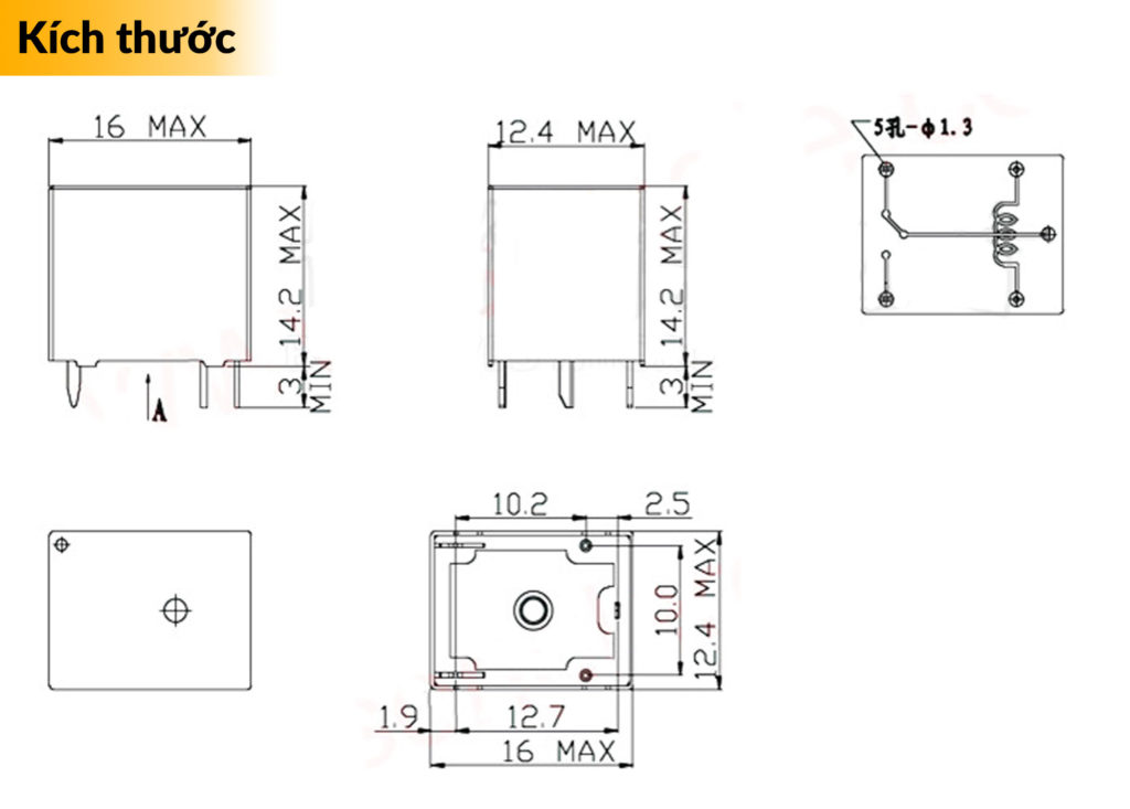 Relay Songle 20A 5 chân SRA-5VDC-CL - Nshop