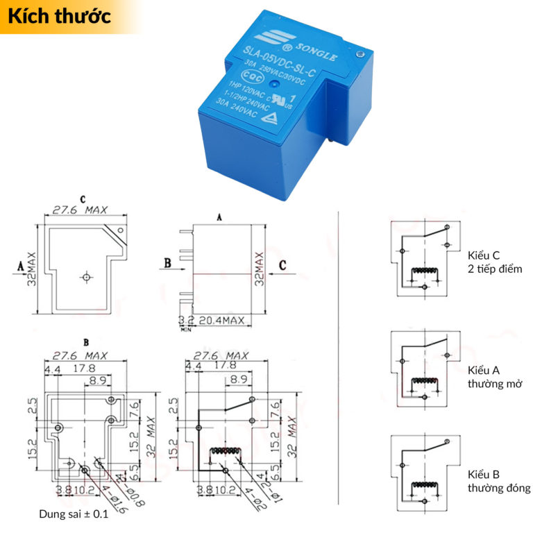 Relay Songle 30A 6 chân SLA-5VDC-SL-C - Nshop