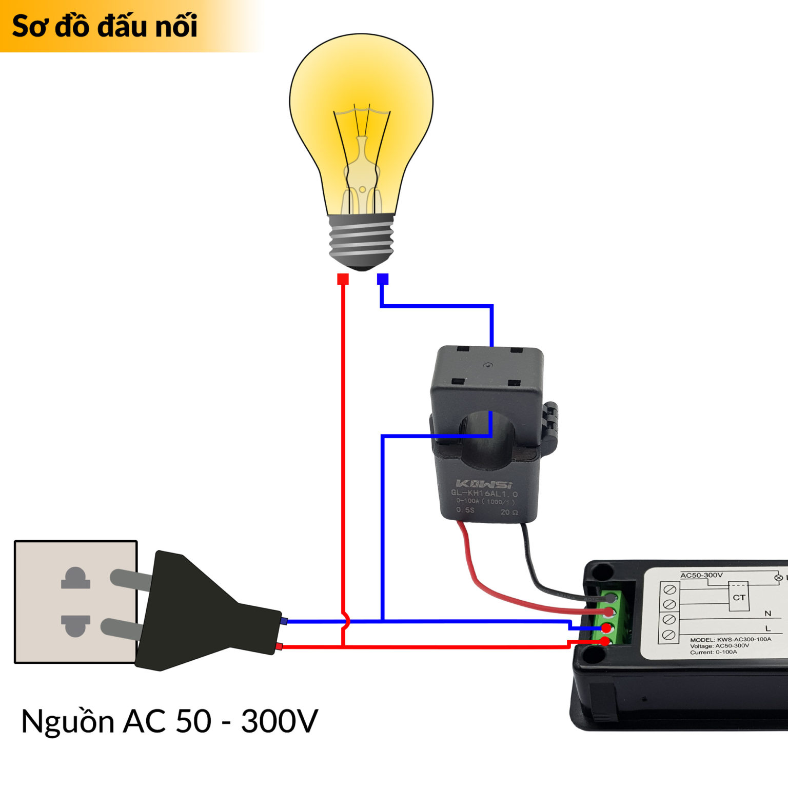 Đồng Hồ Đo Dòng Áp Công Suất đa năng KWS-AC300-100A - Nshop