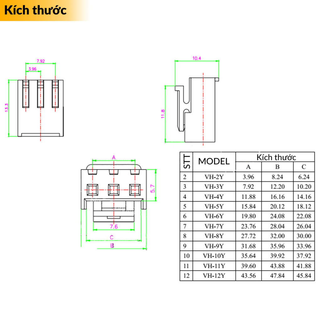 Dây Bus Cái VH3.96 dài 20cm - Nshop